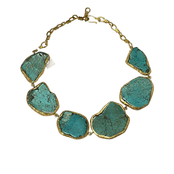 Gold Trim Turquoise Necklace – BEYOND BAROQUE
